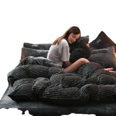 Cina Set di biancheria da letto singola 4 pcs copertura di copriletto di flannel cuscino piatto di foglio custodia sostenibile Queen King Size in vendita