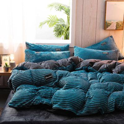 Cina Set di biancheria da letto singola 4 pcs copertura di copriletto di flannel cuscino piatto di foglio custodia sostenibile Queen King Size in vendita
