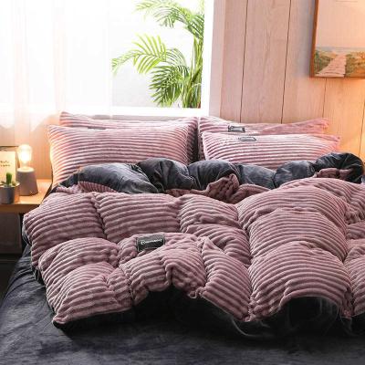 Cina Set di biancheria da letto singola 4 pcs copertura di copriletto di flannel cuscino piatto di foglio custodia sostenibile Queen King Size in vendita