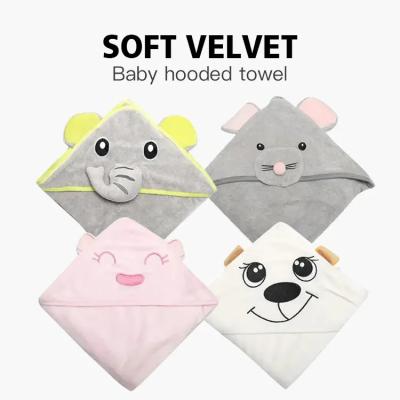 China Gebreide baby baddoek met aangepast logo en schattig olifantenprint ontwerp Te koop