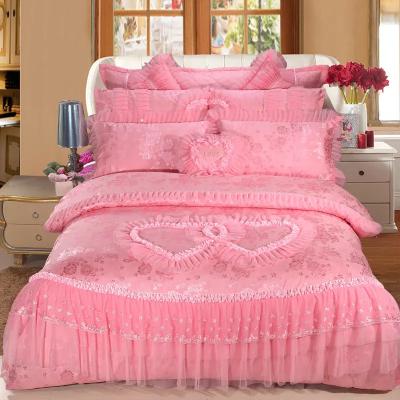 Cina 100% cotone ricamato 60S copertura di coperta sposa lenzuola set comodino biancheria da letto set matrimoni souvenir regalo in vendita