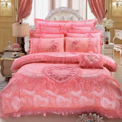 Cina 100% cotone ricamato 60S copertura di coperta sposa lenzuola set comodino biancheria da letto set matrimoni souvenir regalo in vendita