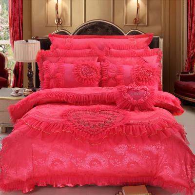 Cina 100% cotone ricamato 60S copertura di coperta sposa lenzuola set comodino biancheria da letto set matrimoni souvenir regalo in vendita