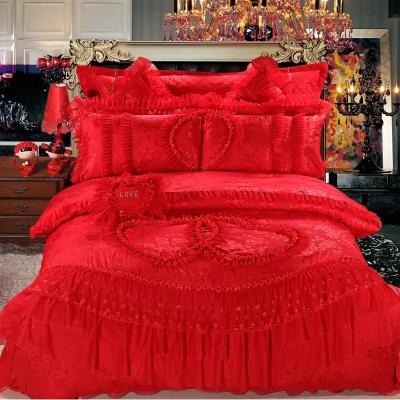 Cina 100% cotone ricamato 60S copertura di coperta sposa lenzuola set comodino biancheria da letto set matrimoni souvenir regalo in vendita