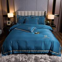 China Customized Logo Winter Embroidered Polyester Washed Silky Bedding Set for Solid Color for sale
