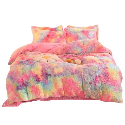 Cina Colore arcobaleno lussuoso Shaggy Super Soft Mink Caldo Velvet Cristallo Velvet Set Letto in vendita