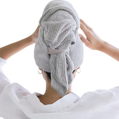Cina Asciugatura di capelli per donne di grandi dimensioni asciugamano a fascia elastica asciugamano in microfibra con modello a colori solidi in vendita
