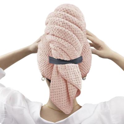 Cina Asciugatura di capelli per donne di grandi dimensioni asciugamano a fascia elastica asciugamano in microfibra con modello a colori solidi in vendita