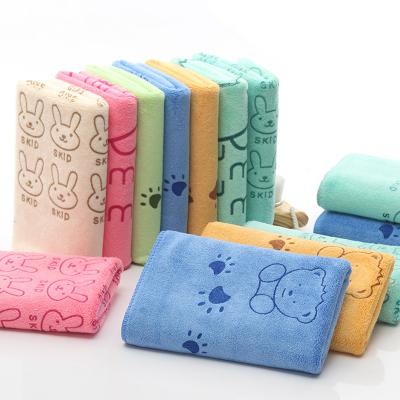 Cina Set di asciugamani da bagno per bambini quadrati 3 asciugamani con stampa di coniglio di cartoni animati e fibra di poliestere in vendita