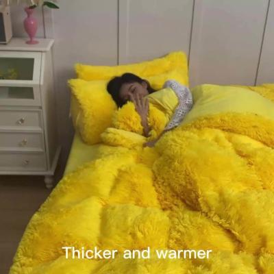 Cina 128x68 Densità di tessuto Vernice pelliccia velluto pelosa biancheria da letto di peluche set 4 pezzi colore arcobaleno in vendita