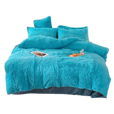 Cina 128x68 Densità di tessuto Vernice pelliccia velluto pelosa biancheria da letto di peluche set 4 pezzi colore arcobaleno in vendita