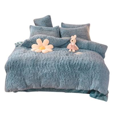 Cina 128x68 Densità di tessuto Vernice pelliccia velluto pelosa biancheria da letto di peluche set 4 pezzi colore arcobaleno in vendita