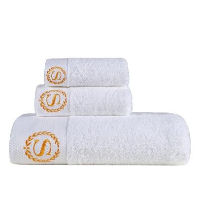 Cina Set di asciugamani bianchi per hotel a prova di bambino con personalizzazione ricamata in cotone puro in vendita