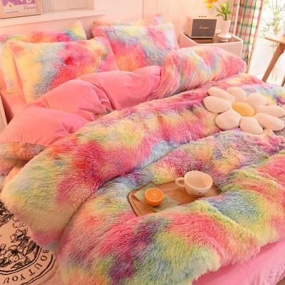 Cina Set di biancheria da letto di design ingrossato 3 pezzi Colore caldo abbinamento piumino copriletto per matrimonio a casa in vendita