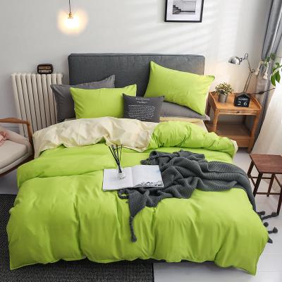 Cina Contrasto colore 4 Pcs Set di biancheria da letto in microfibra Verde massiccio copertura di copriletto per letto King Size in vendita