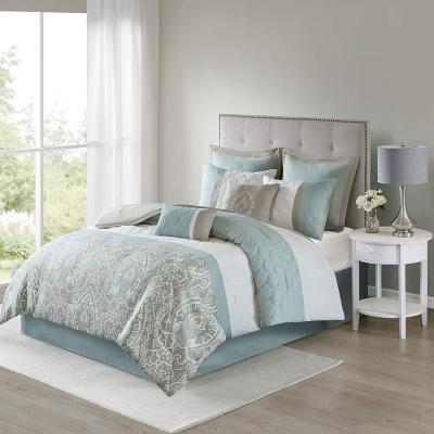 Cina Set di biancheria da letto di lusso con stampe di fiori per letto Queen Size Set di copertura di copriletto in 7 pezzi in vendita