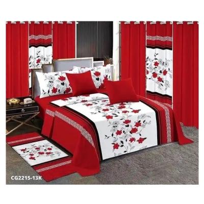 Cina Moda Fiore di nozze rosso 13pcs Set di biancheria da letto con taglia personalizzata e tende corrispondenti in vendita