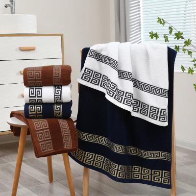 China Einde 100% katoenen baddoek Set Custom Logo Hotel zwembad Reis Solid kleur Perfect cadeau Te koop