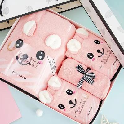 Cina Logo personalizzato Quick Dry 4 Piece Bath Towel Set Soft Touch Mani e Volto Stampa Luxury Towel Set per tutte le età in vendita