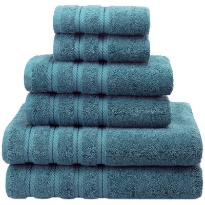 China Super Soft Luxury Dobby Border 6 stukken 100% katoenen handdoek voor badkamer douche geweven Te koop