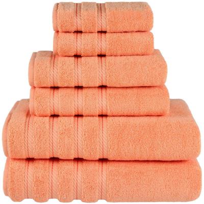 China Kind-proof luxe Dobby Border 6 stukken 100% katoenen handdoek voor badkamer douche Te koop