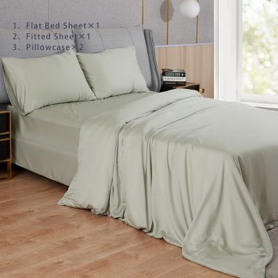 Cina Set di biancheria da letto in 4 pezzi non usa e getta di bambù a base di liocellula con stampa a colori solidi in vendita