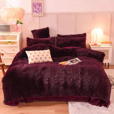 Cina Set di biancheria da letto di riempimento in poliestere di colore solido di pannolino di flanello di copertura di tappeto piatto di lenzuola in vendita