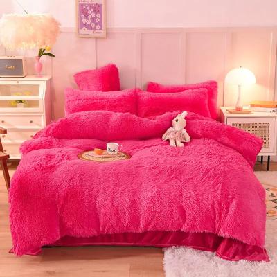 Cina Set di biancheria da letto di riempimento in poliestere di colore solido di pannolino di flanello di copertura di tappeto piatto di lenzuola in vendita