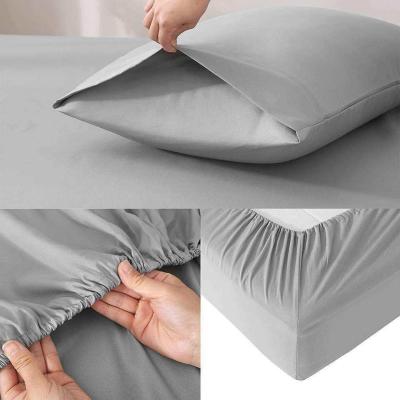 Cina 32 Conteggio tessuti lenzuola in microfibra con copertura di copriletto lenzuola montata e 2 copertine per cuscini in vendita
