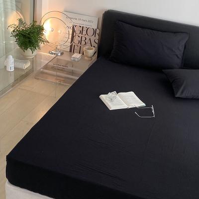 Cina 1.2m 4 piedi biancheria da letto King-Size Set in cotone nero massiccio lavato con tende corrispondenti in vendita