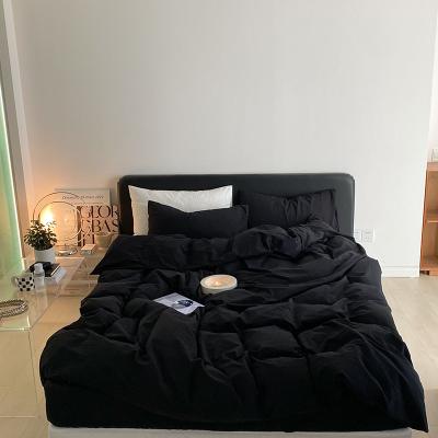 Cina 1.2m 4 piedi biancheria da letto King-Size Set in cotone nero massiccio lavato con tende corrispondenti in vendita