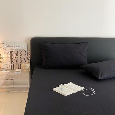 Cina 1.2m 4 piedi biancheria da letto King-Size Set in cotone nero massiccio lavato con tende corrispondenti in vendita