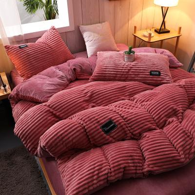Cina Set di biancheria da letto di flannel 4 pezzi Set di lenzuola per letto singolo Standard nazionali Grandezza regina/re in vendita