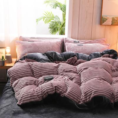 Cina Set di biancheria da letto di flannel 4 pezzi Set di lenzuola per letto singolo Standard nazionali Grandezza regina/re in vendita