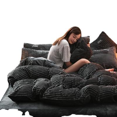 Cina Set di biancheria da letto di flannel 4 pezzi Set di lenzuola per letto singolo Standard nazionali Grandezza regina/re in vendita