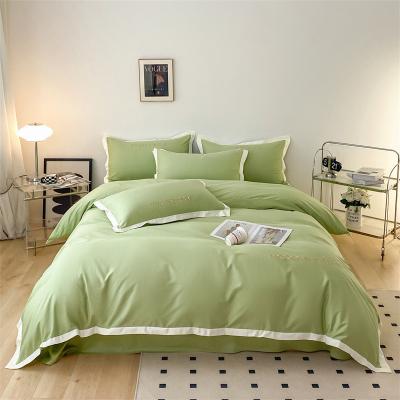 Cina Tessuto di cotone di tutte le stagioni di lino morbido 4pcs lenzuola piatta tessuta Set di biancheria da letto per biancheria da letto di lusso in vendita