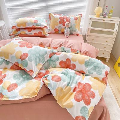 Cina Stampa reattiva con modello di fiori semplici Set di lenzuola da letto in poliestere per lenzuola da letto di lusso in vendita