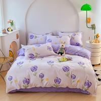 China Reactive Printing Simple Flower Pattern Polyester Bedding Set for Luxury Bed Sheet for sale
