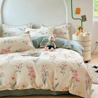 China Reactive Printing Simple Flower Pattern Polyester Bedding Set for Luxury Bed Sheet for sale