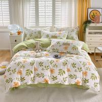 China Reactive Printing Simple Flower Pattern Polyester Bedding Set for Luxury Bed Sheet for sale