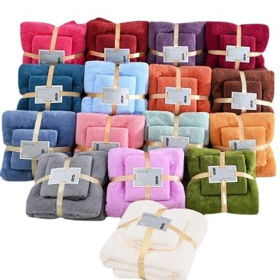 China QUICK-DRY 400-600gm Super Absorberend Microfiber Coral Fleece Bad Towel Sets voor cadeau Te koop
