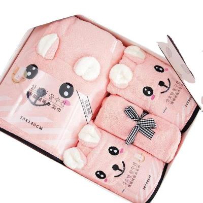 China 4 stukken badhanddoek set zachte aanraking handgezicht bedrukt luxe baddoek set bad het hele seizoen Te koop
