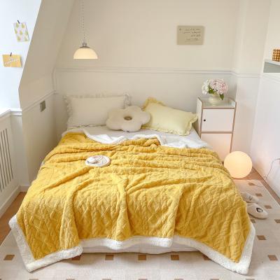 Cina Jacquard doppio strato flannel lancio in inverno velluto Sherpa coperta 3ps quantità grado in vendita