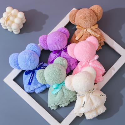 Cina Gruppo di età del bambino 30x30cm Corallo velluto velluto velluto asciugamano orso per il matrimonio regali aziendali in vendita