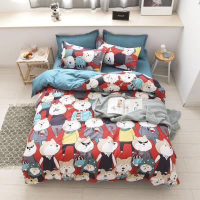 Cina Semplice 4 Pcs Cartoon Polyester lenzuola da letto Set per Due Doppio Queen King Size Letti in vendita