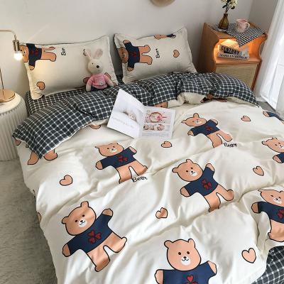 Cina Semplice 4 Pcs Cartoon Polyester lenzuola da letto Set per Due Doppio Queen King Size Letti in vendita