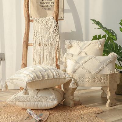 Cina Customized Wabi-sabi stile bohémien tipo di lino 3D Loop velluto Tassel cuscino cuscino in vendita