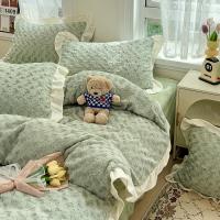 China 2023 Hot Lace Rose Rabbit Plush Four-Piece Set Comforter Set with Solid Pattern Type for sale