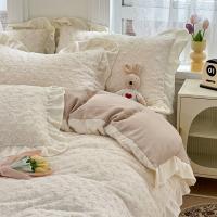 China 2023 Hot Lace Rose Rabbit Plush Four-Piece Set Comforter Set with Solid Pattern Type for sale
