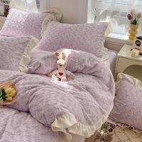 China 2023 Hot Lace Rose Rabbit Plush Four-Piece Set Comforter Set with Solid Pattern Type for sale